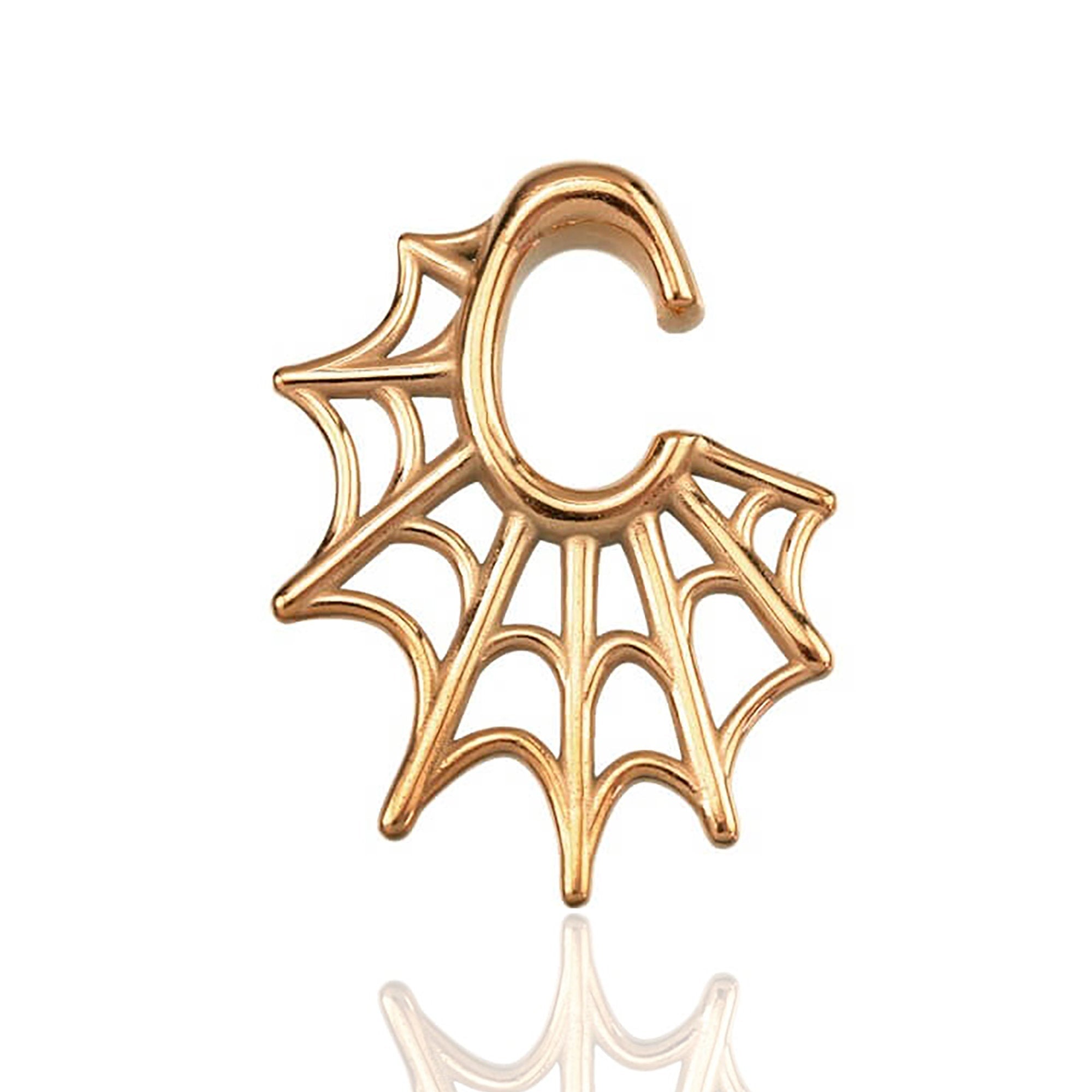 Spider Web Gothic Steel Ear Hangers in Rose Gold | 2 gauge – Kaya Movement